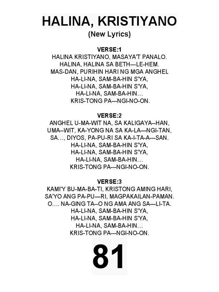 81 Halina Kristiyano New Lyrics | PDF