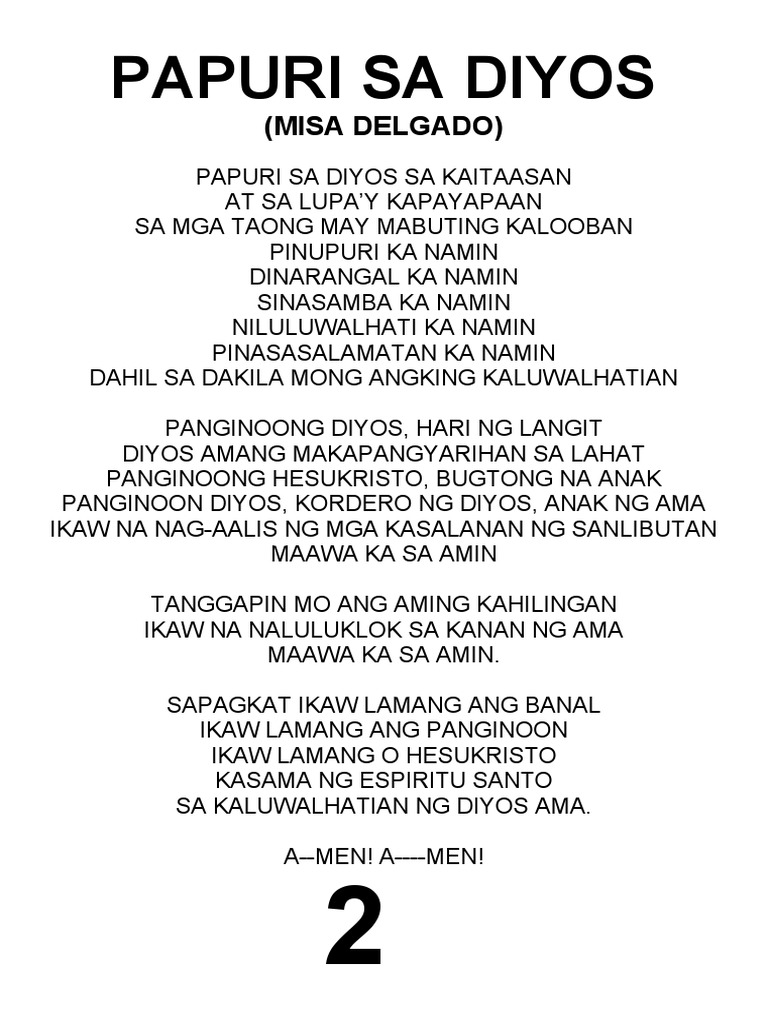 Papuri-Sa-Diyos Misa Delgado Lyrics | PDF Papuri-Sa-Diyos Misa Delgado Lyrics | PDF