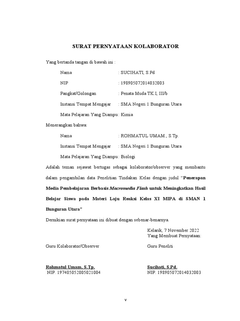 5 - Surat Pernyataa Kolaborator | PDF