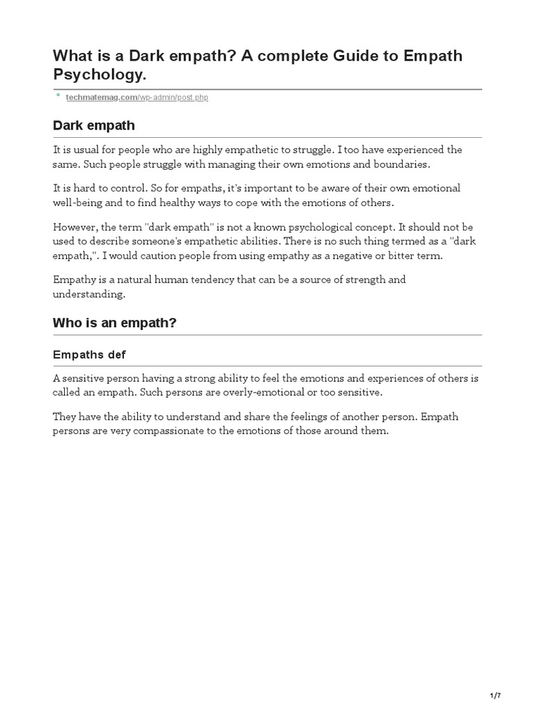 What Is A Dark Empath A Complete Guide To Empath Psychology | PDF ...