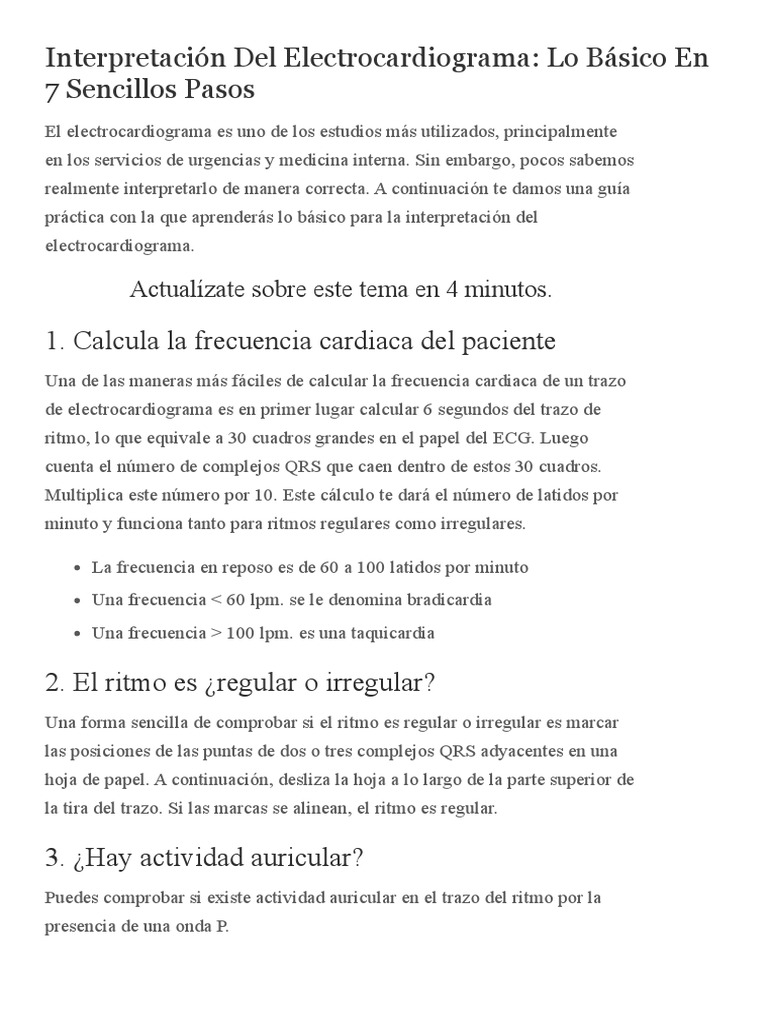 Interpretación Del Electrocardiograma - Lo Básico en 7 Sencillos Pasos | PDF ...