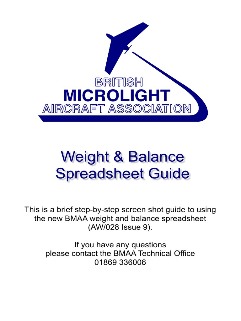 BMAA Weight & Balance Guide | PDF | Microsoft Excel | Spreadsheet