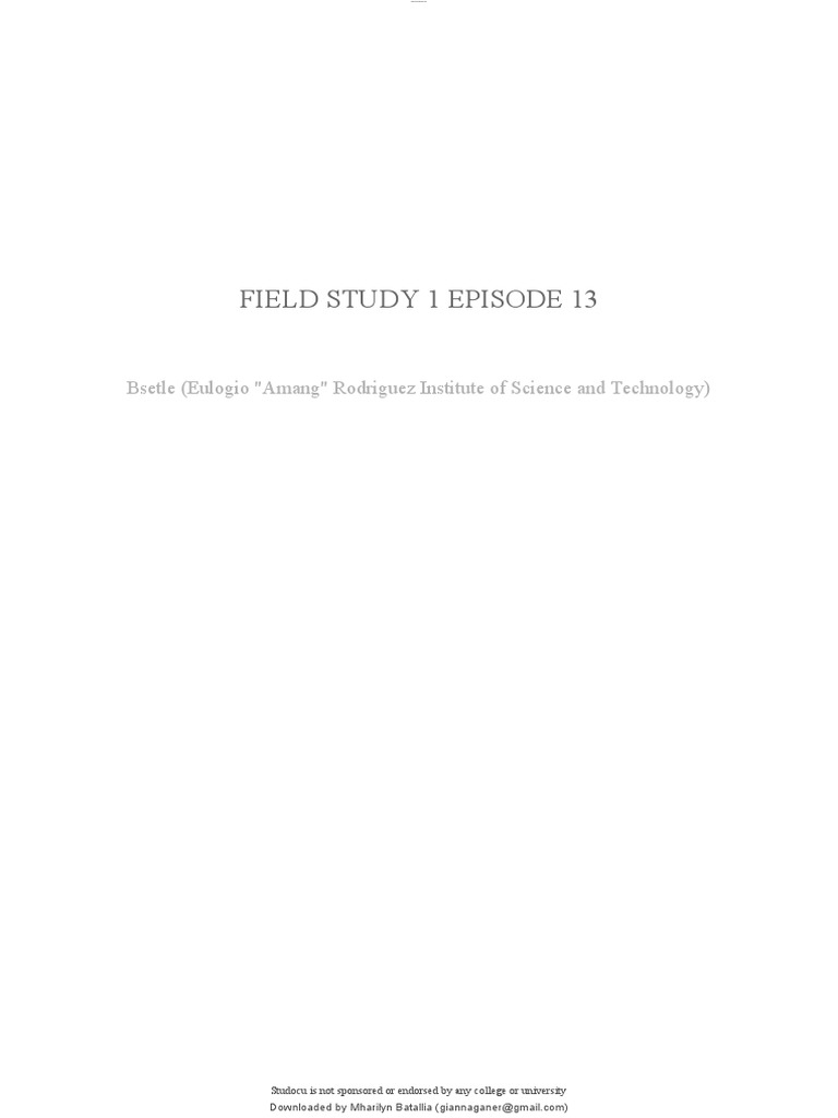 Field Study 1 Episode 13 | PDF | Educational Assessment | Rubric (Academic)