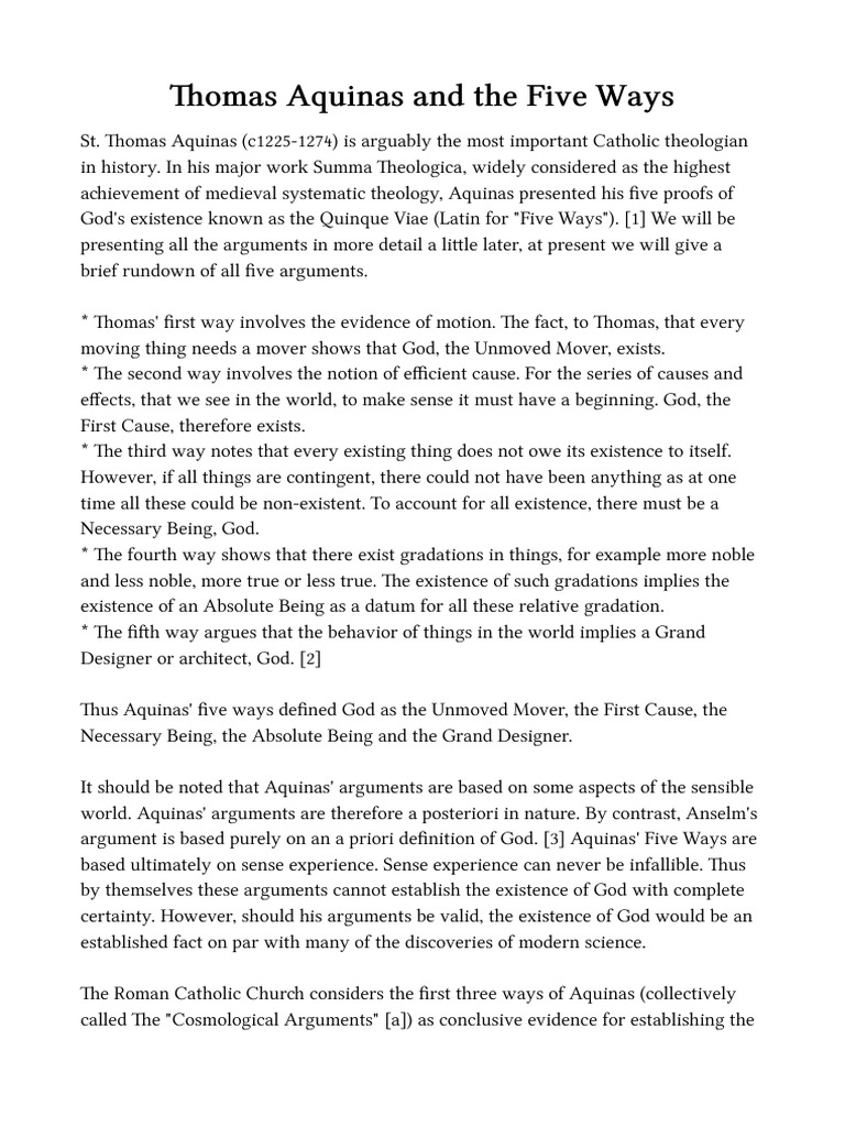 Arguments Against Thomas Five Ways | PDF | Argument | Logic