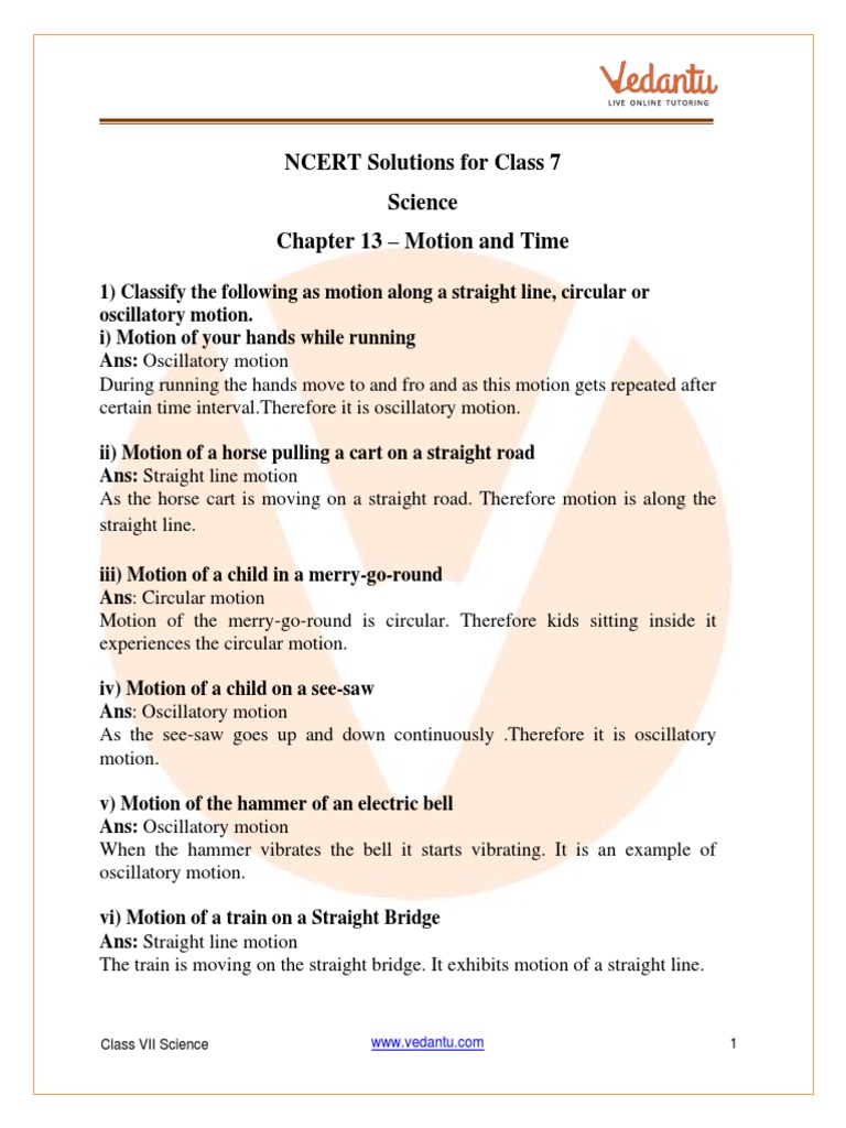 Class 7 - Science - Motion and Time | PDF | Speed | Pendulum