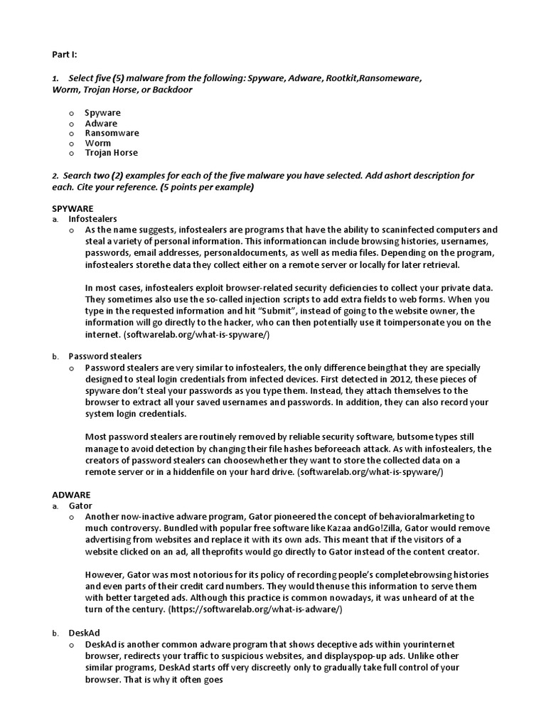 Five Malware Types and Examples | PDF | Malware | Ransomware