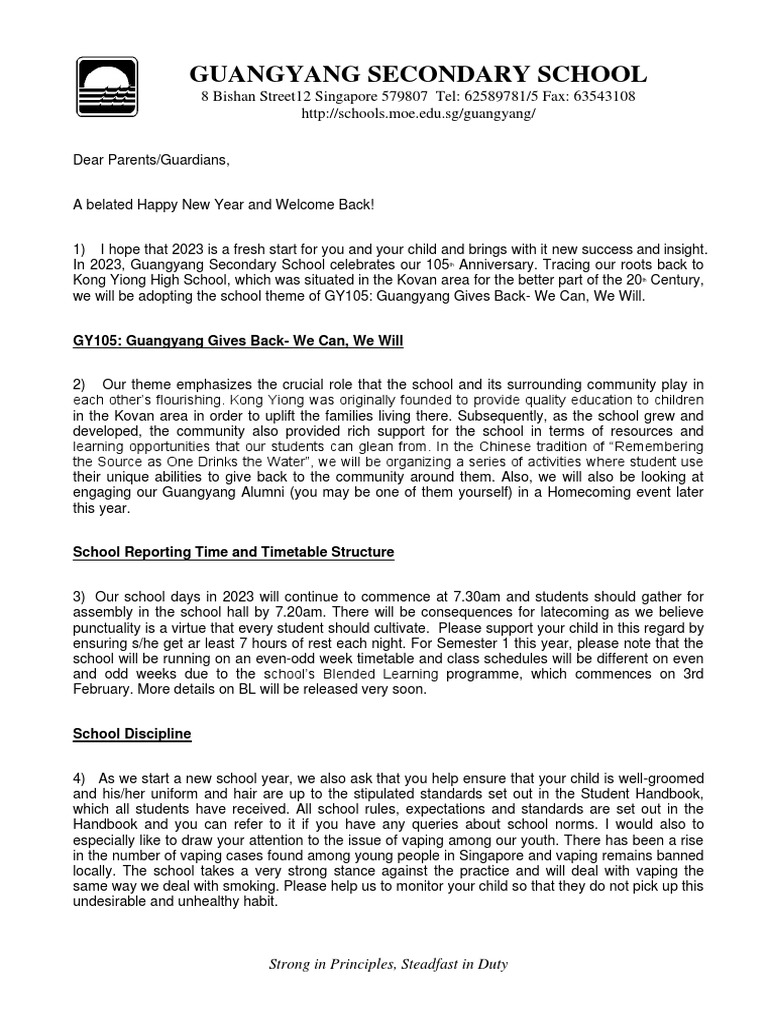 Guangyang Secondary School 2023 Updates | PDF | Wellness