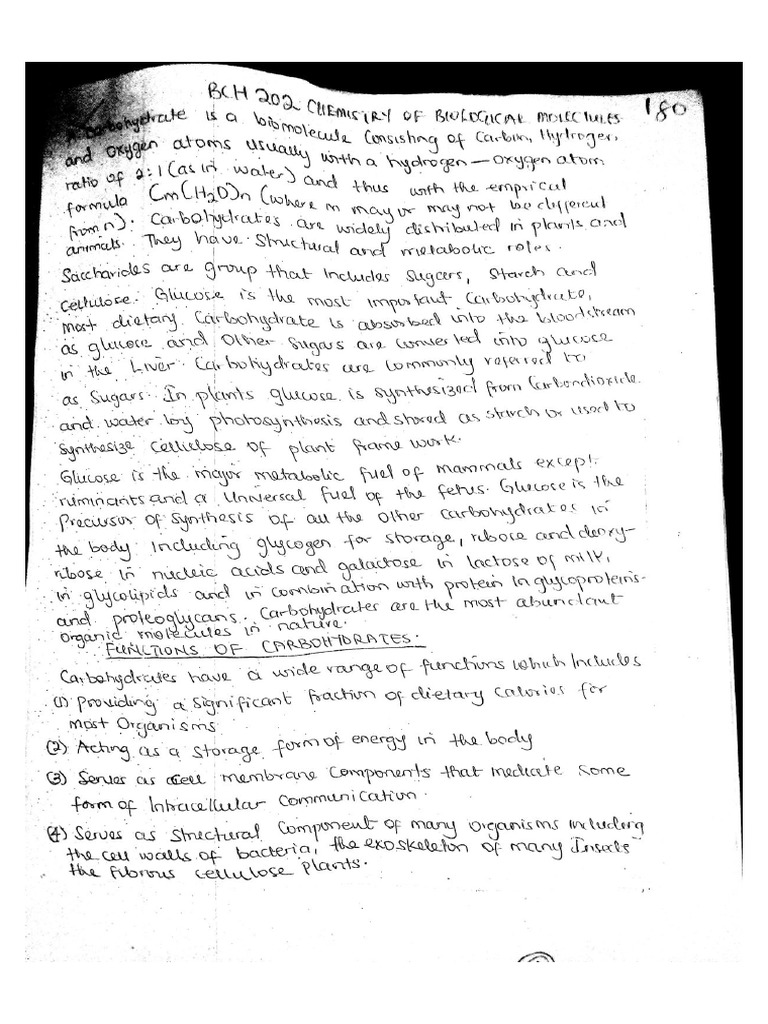 BCH 202 Chemistry of Biological Molecules | PDF