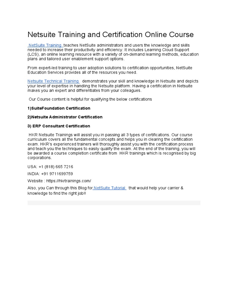 Netsuite Training and Certification Online Course | PDF