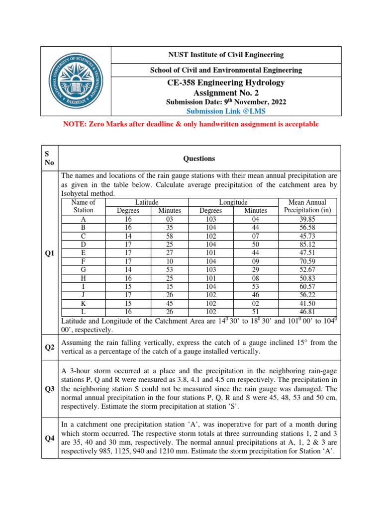 Assignment # 2 | PDF | Precipitation | Drainage Basin