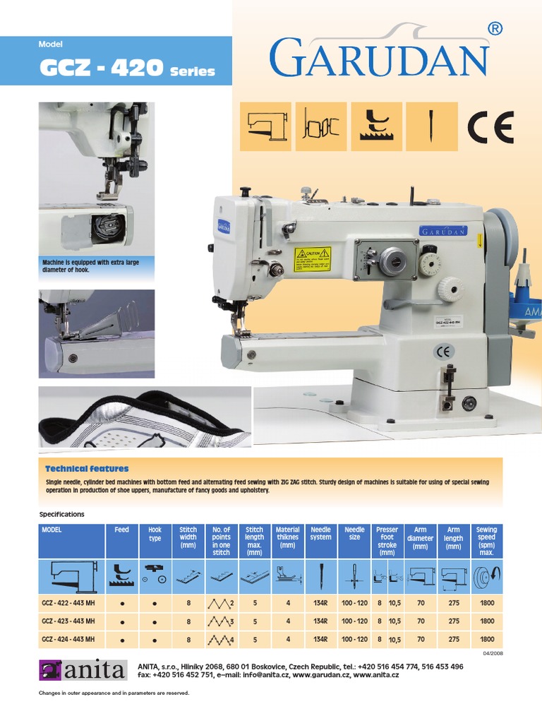 GCZ 420 Series Sewing Machine Specs | PDF