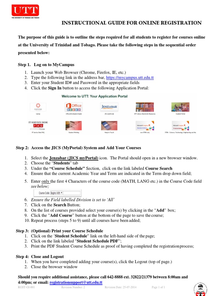 UTT Online Course Registration Guide | PDF