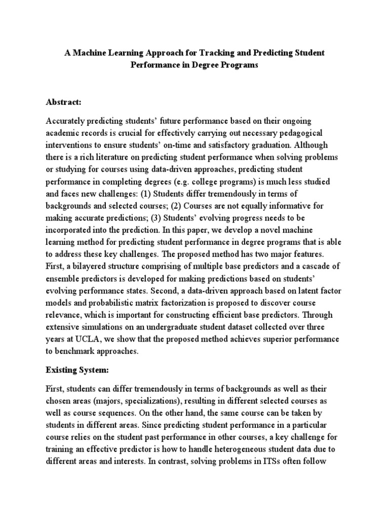 A Machine Learning Approach For Tracking and Predicting Student Performance in Degree Programs ...