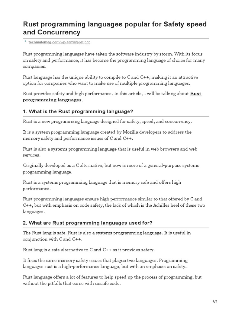 Rust Programming Languages Popular For Safety Speed and Concurrency ... Rust Programming Languages Popular For Safety Speed and Concurrency ...