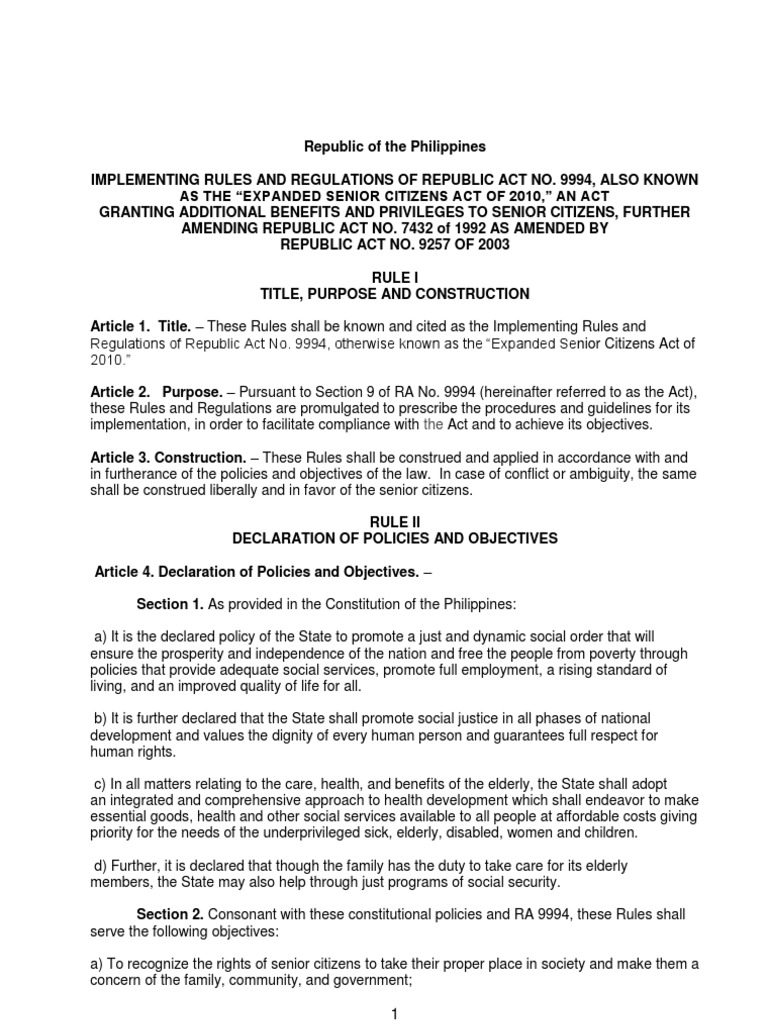 Implementing Rules of RA 9994 | PDF | Value Added Tax | Identity Document
