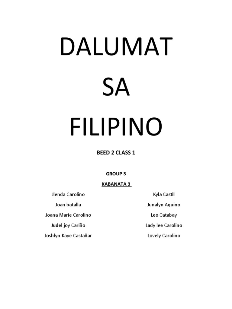 Dalumat Group Kabanata 3 | PDF