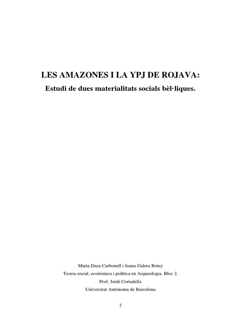 Amazones-Rojava. Joana Galera Botey I Marta Daza Carbonell | PDF