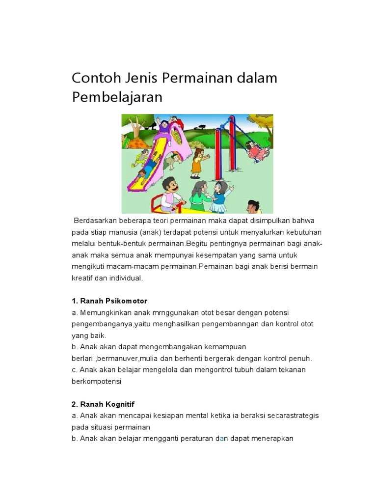 Contoh Jenis Permainan Dalam Pembelajaran | PDF