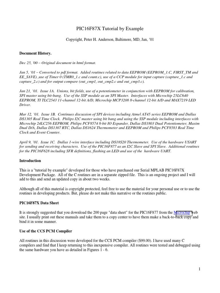 PIC16F87X Tutorial Sample Ccs Compiler | PDF | Subroutine | Porting