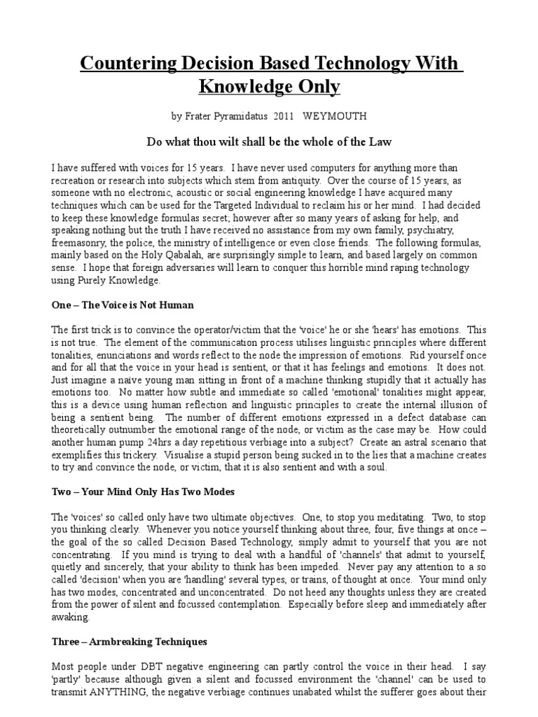 Countering Decision Based Techonology With Knowledge Only, by Frater ...
