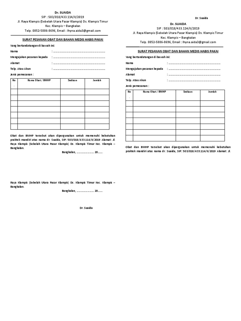 Form Pemesanan Obat Pdf