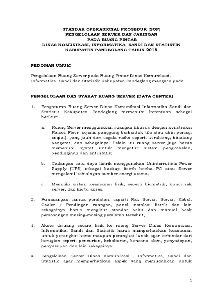 SOP Server | PDF | Griya & Taman | Komputer