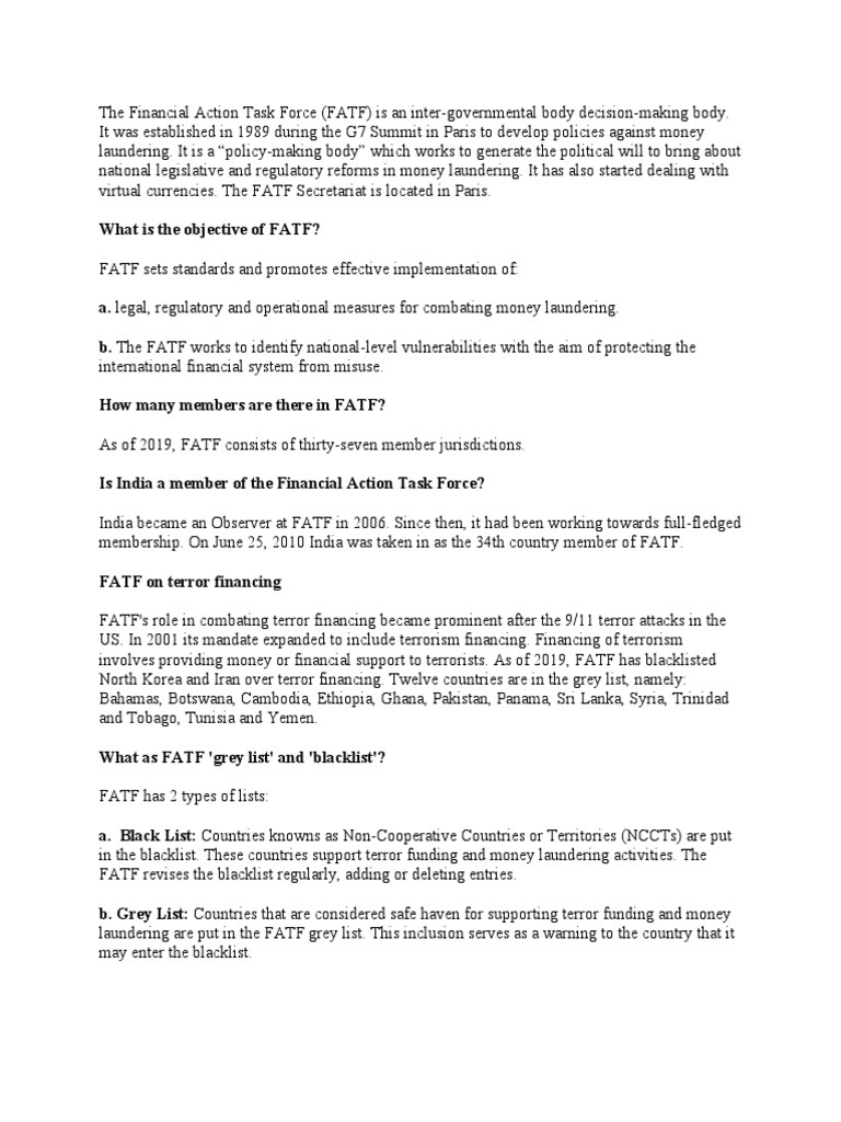 The Financial Action Task Force FATF | PDF | Finance & Money Management ...