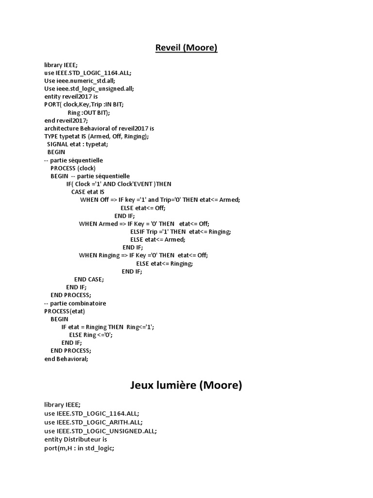 Exemple - Code VHDL | PDF | Vhdl | Computer Programming Exemple - Code VHDL | PDF | Vhdl | Computer Programming