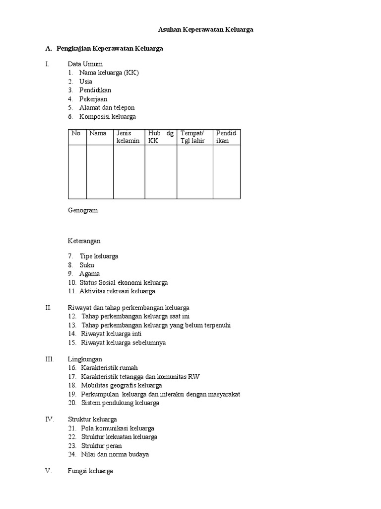 Lampiran3.Format Asuhan Keperawatan Keluarga | PDF