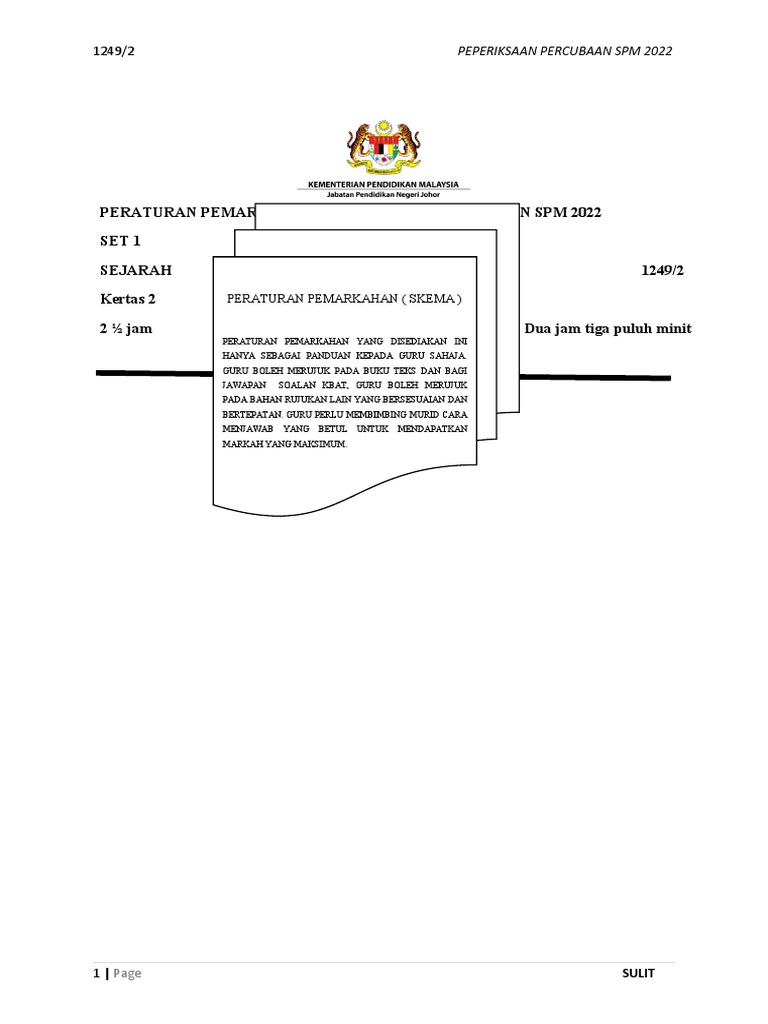 2022 Skema Trial K2 Johor (Kulai) Set 1 | PDF