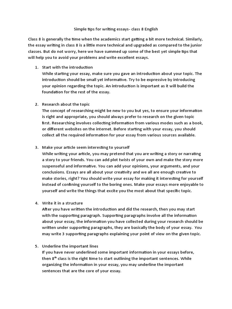 Simple Tips For Essay Writing | PDF | Essays | Linguistics