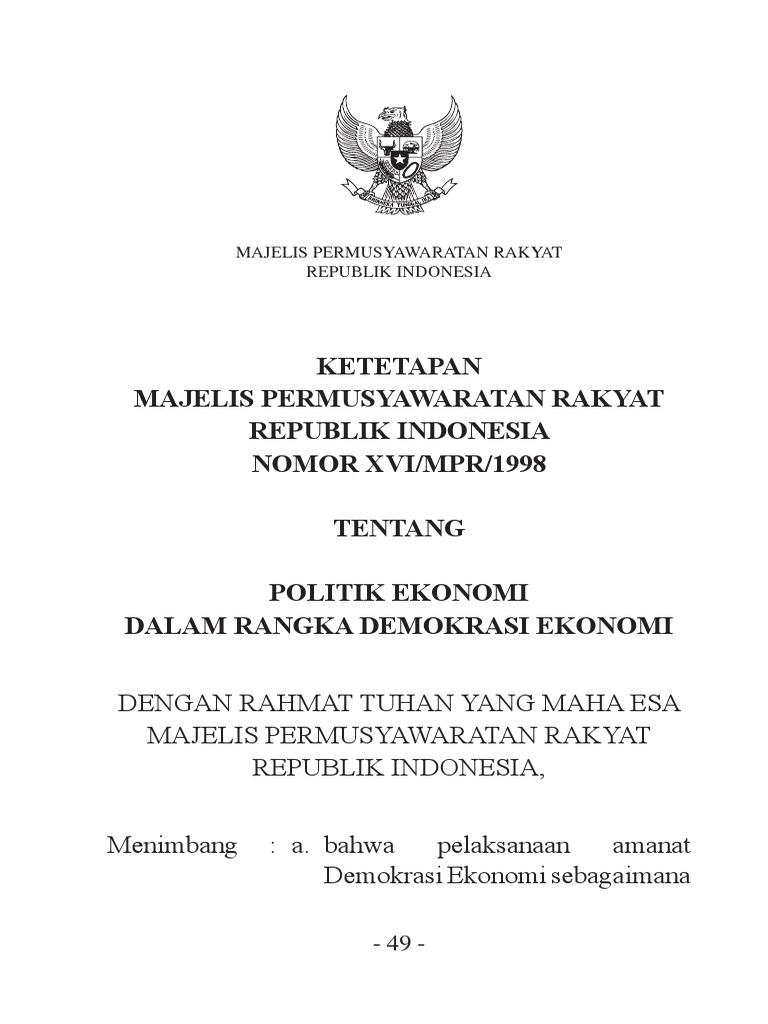 Tap MPR No. 16 Tahun 1998 | PDF