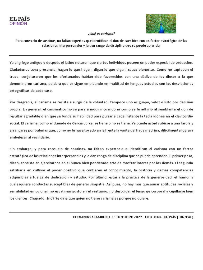 ¿Qué es el carisma? Definición y claves | PDF
