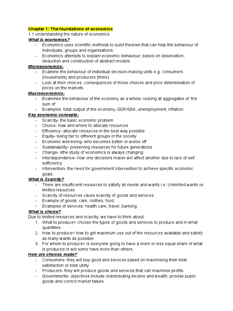 Chapter 1 - The Foundations of Economics | PDF | Economics | Economic ...