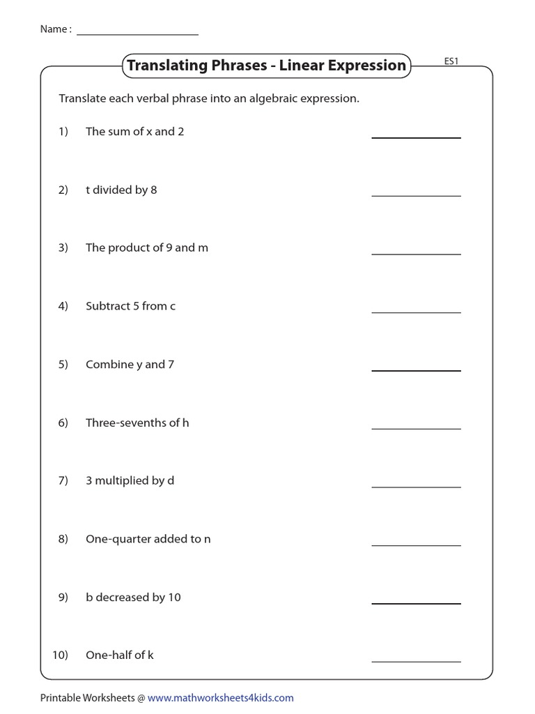 Translating Verbal Phrases to Expressions | PDF