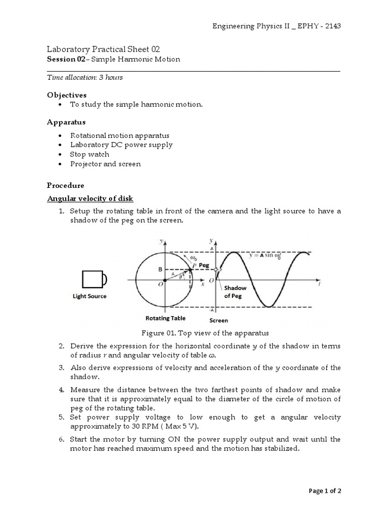 Simple Harmonic Motion Lab Guide | PDF | Velocity | Speed