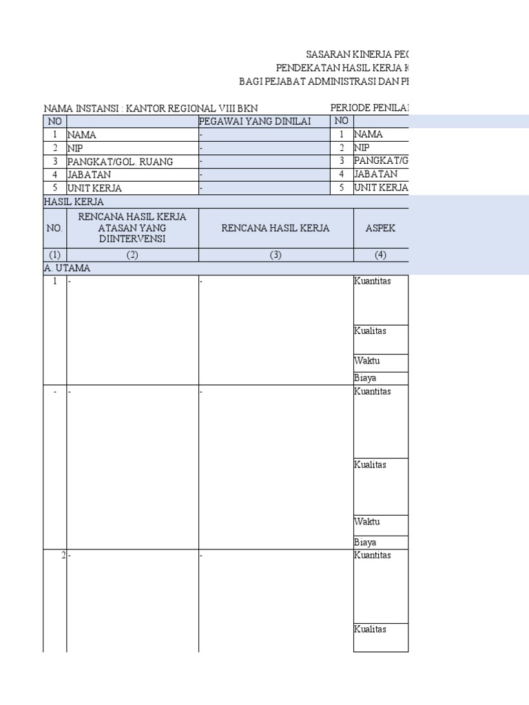 Format SKP JA - JF Kosongan | PDF