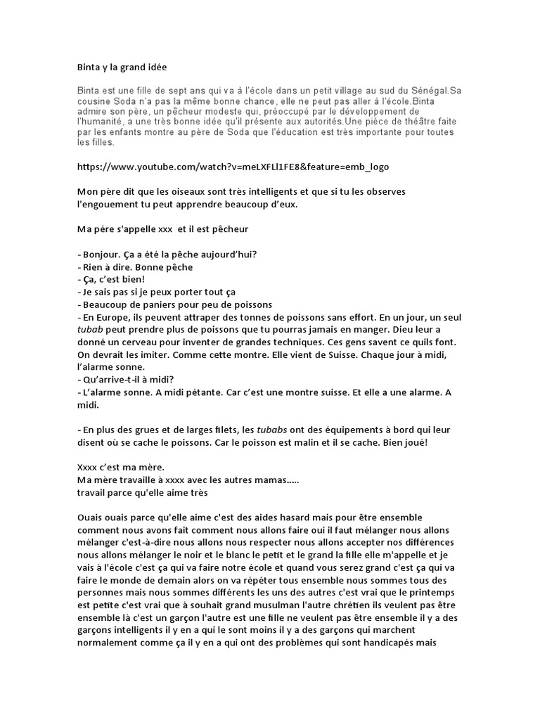 Binta et l'importance de l'éducation | PDF
