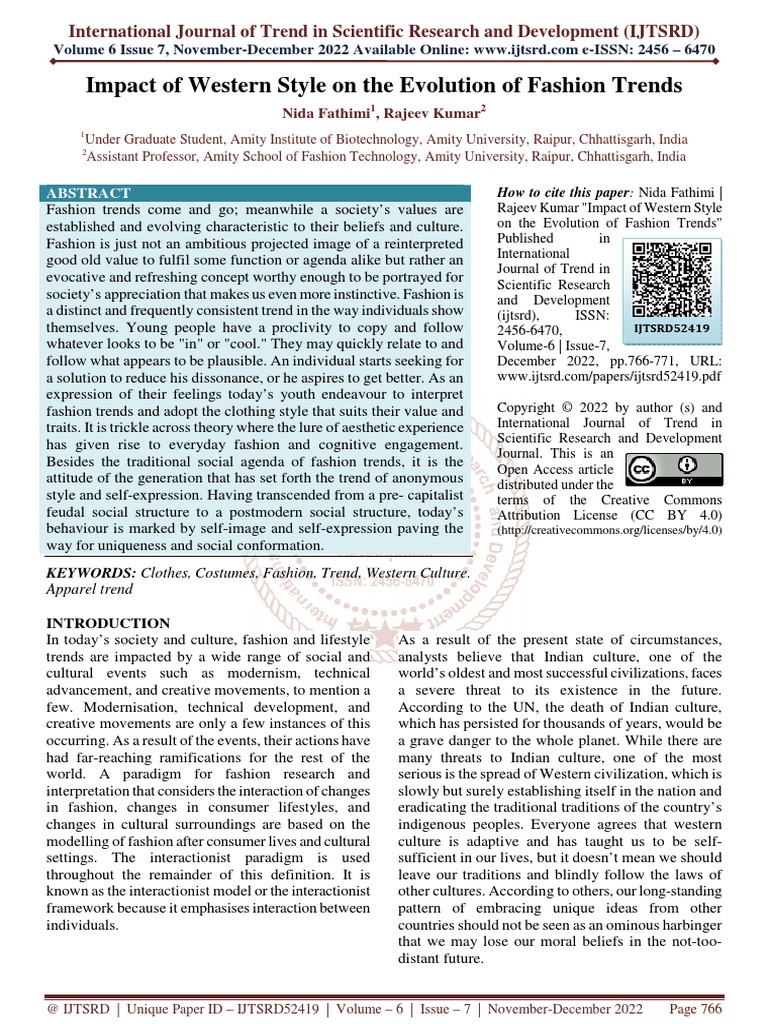 Impact of Western Style On The Evolution of Fashion Trends | PDF ...