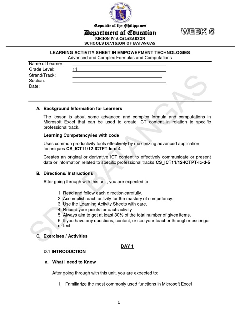 5 EDITED - Empowerment Technologies - Advanced and Complex Formula and ...