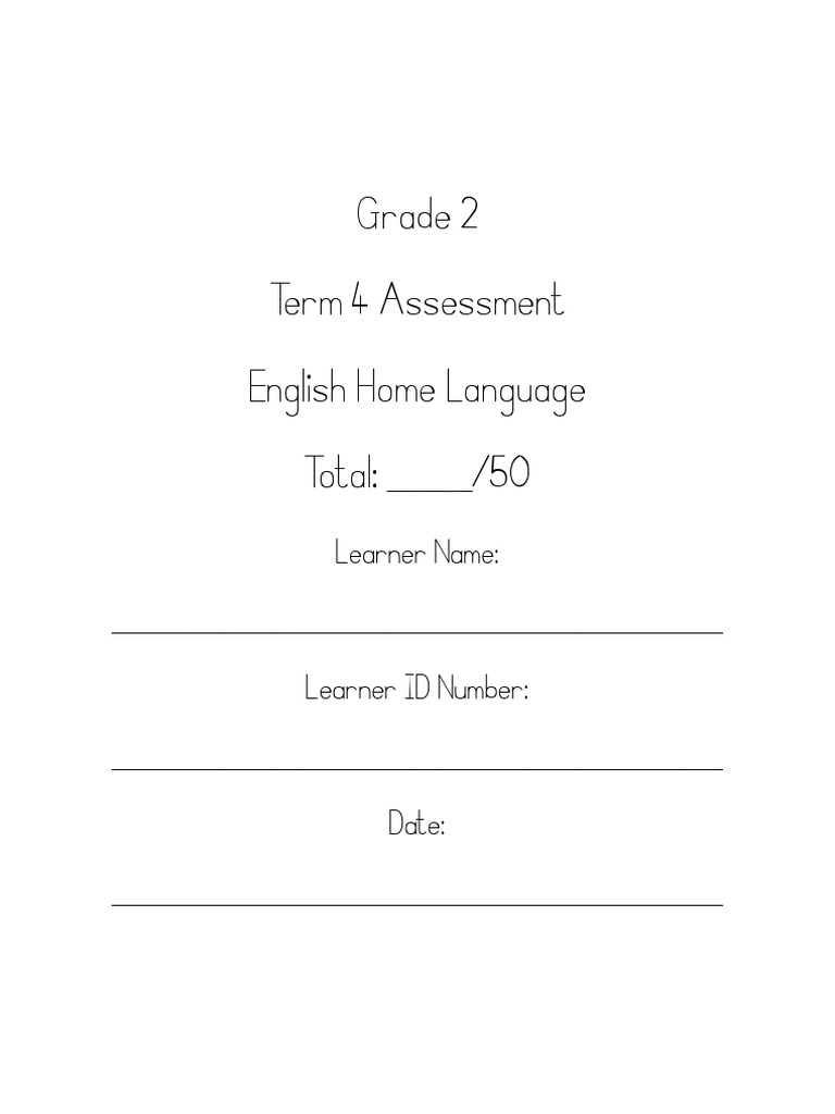 Grade 2 Term 4 English Assessment | PDF | Reading Comprehension | Phonics