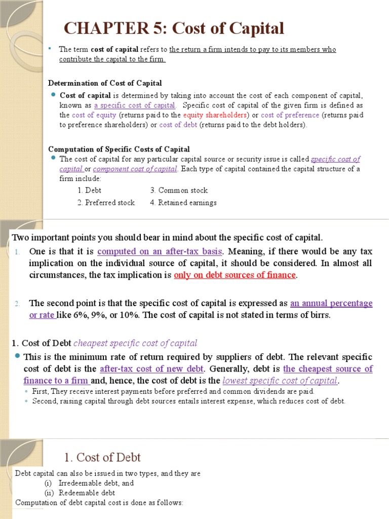 CHAPTER 5: Cost of Capital | PDF | Cost Of Capital | Stocks