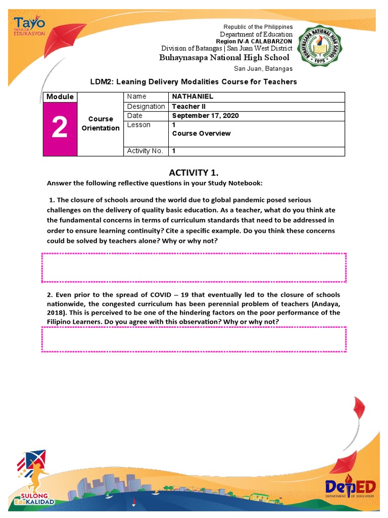 Module 2 Activity Sheets | PDF | Curriculum | Learning