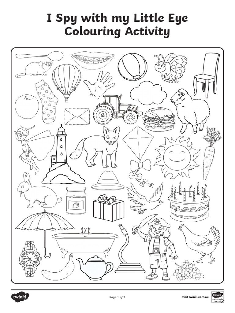 I Spy With My Little Eye Colouring Activity Sheet | PDF