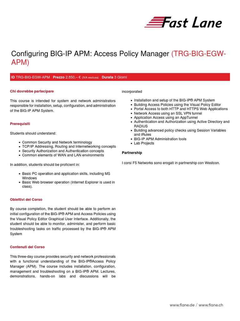 Fast - Lane F5 NETWORKS - CONFIGURING BIG IP APM ACCESS POLICY MANAGER ...