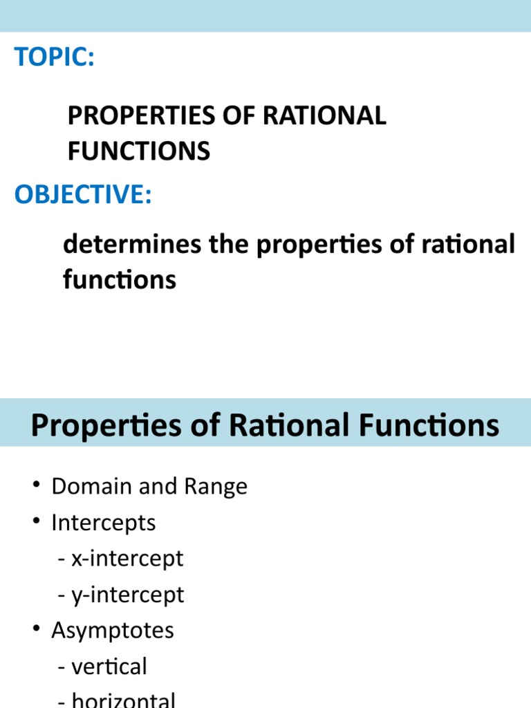 7 Properties of Rational Functions | PDF | Asymptote | Elementary Mathematics