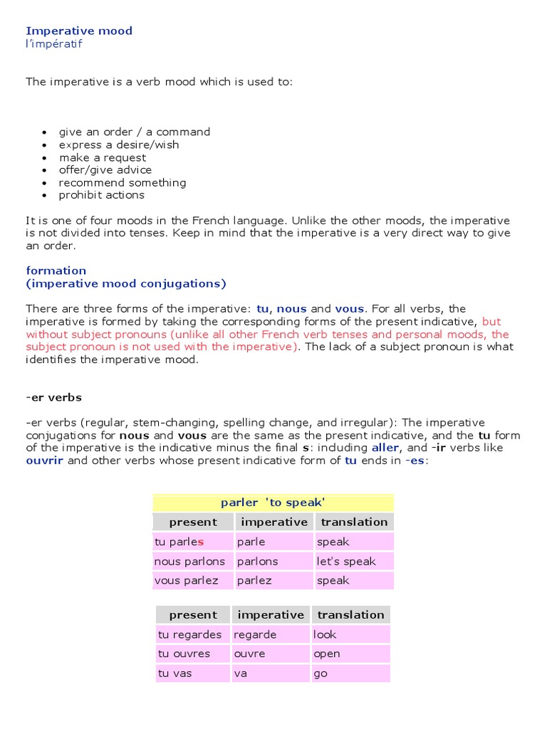 02 - Imperative Mood | PDF | Grammatical Conjugation | Verb