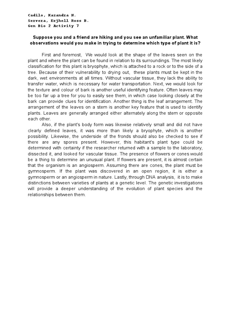 Gen Bio 2 Activity 7 | PDF