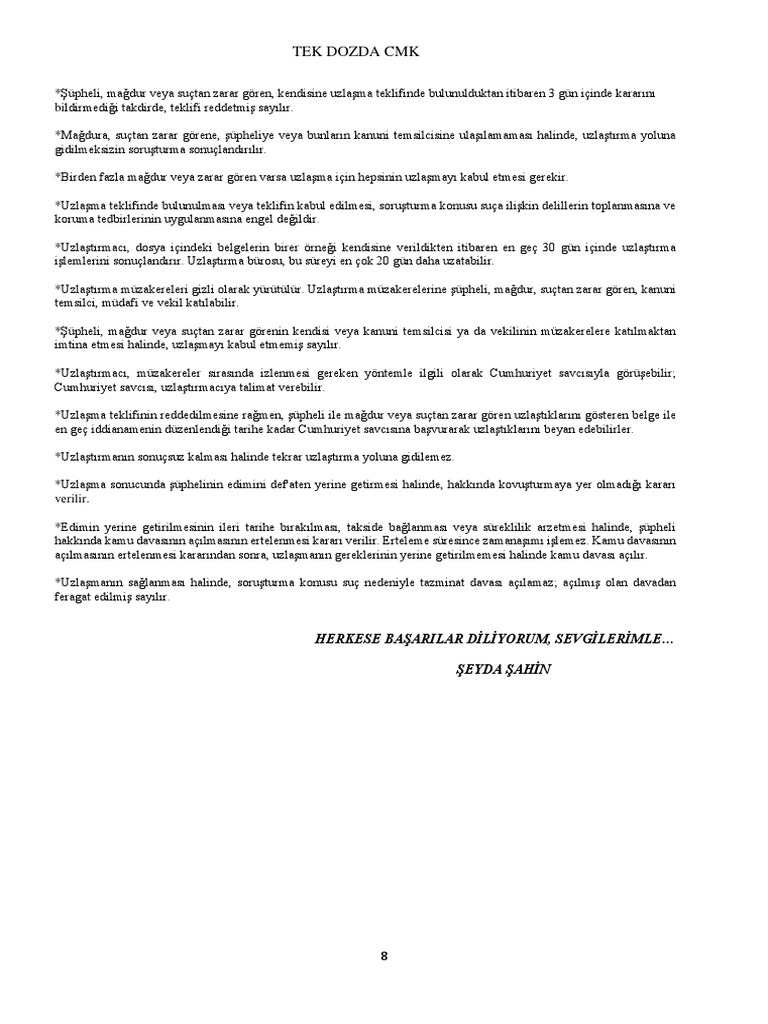 Ders Notu CMK Tablo | PDF