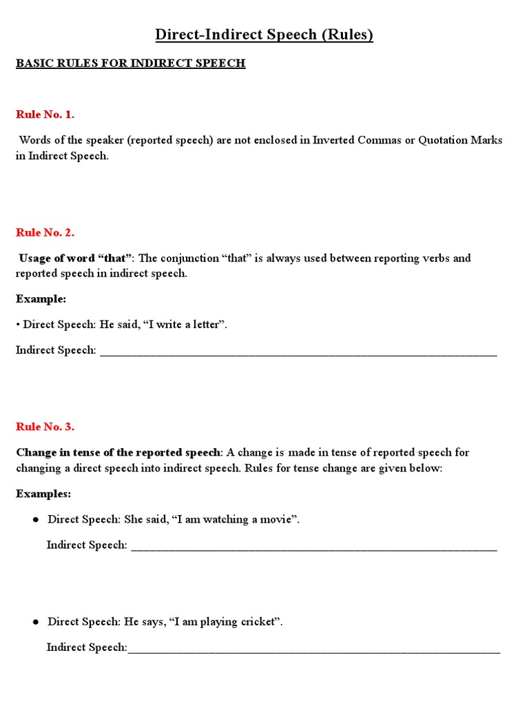 Reported Speech Worksheet | PDF | Question | Verb